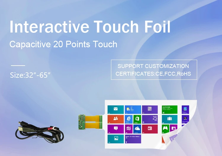 GreenTouch 55" Capacitive Touch Foil Film - 20 Points Touch Accuracy, 1 ...