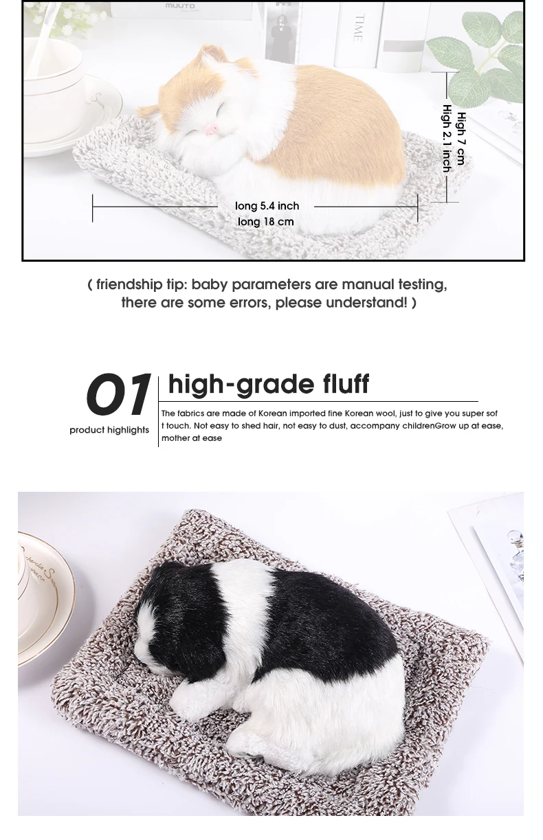Soft Realistic Simulation Sleeping Breathing Cat Furry Dog Animal ...