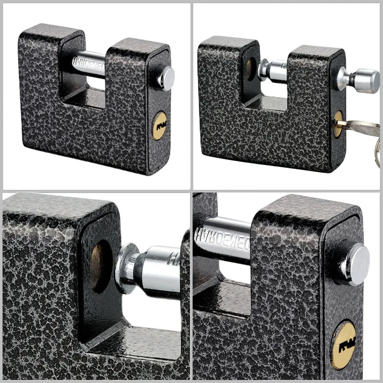 Rectangular Padlock Lock Armoured Steel Covered Iron Padlock Heavy Duty Door Lock for Cabinet ...