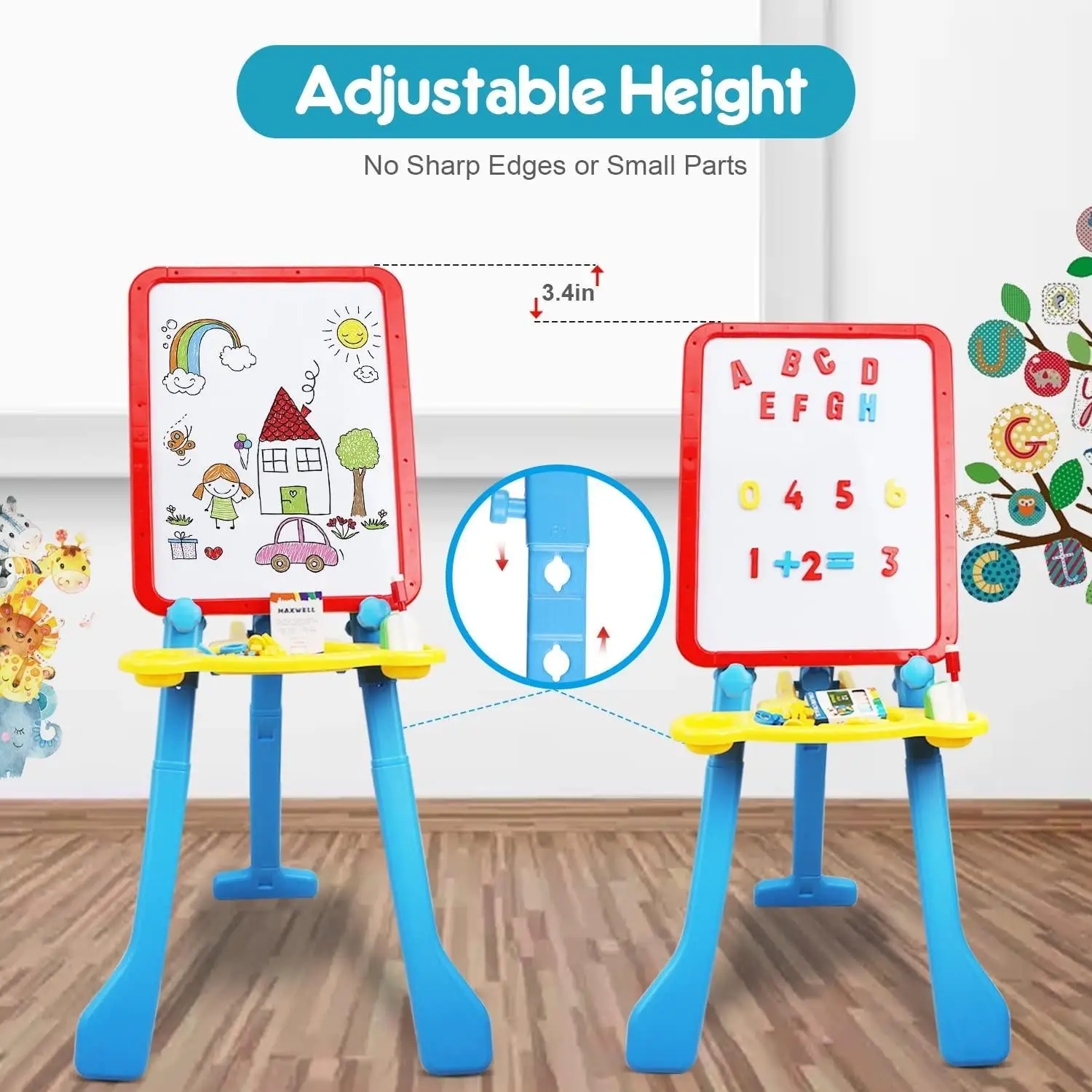 Adjustable Height Preschool Educational Art Easel for Kids