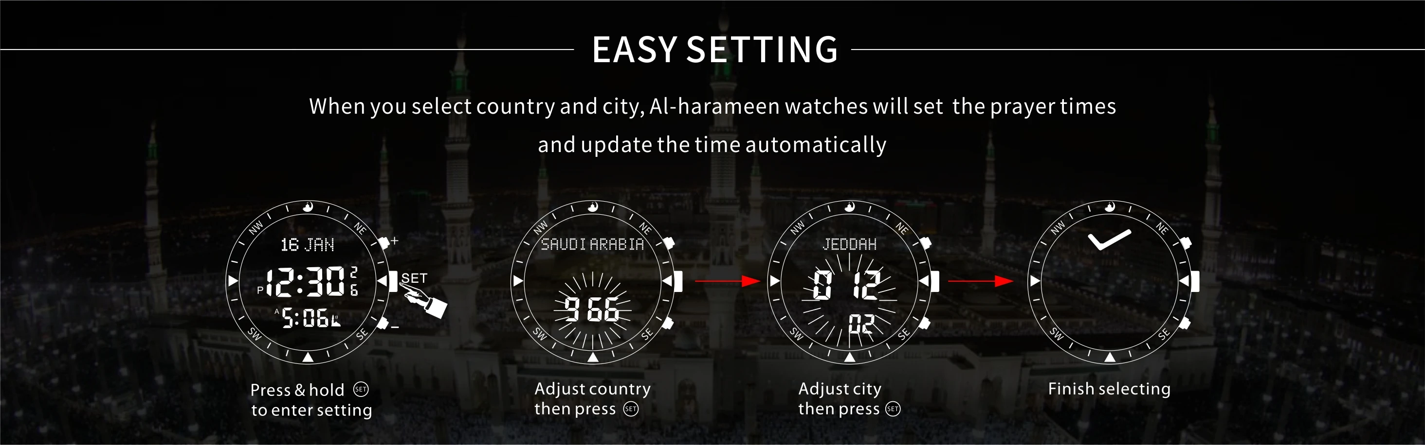Alharameen Digital Prayer Azan Watch HA-6287 - New Color
