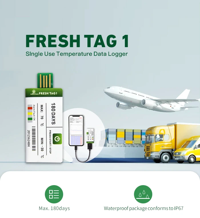 Fresh Tag 1 Single-use PDF Temperature Data Logger Direct PDF Generation Disposable| Alibaba.com