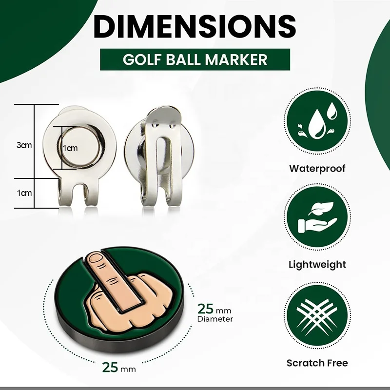 Middle Finger Lifts Golf Ball Marker With Magnetic Hat Clip Funny ...