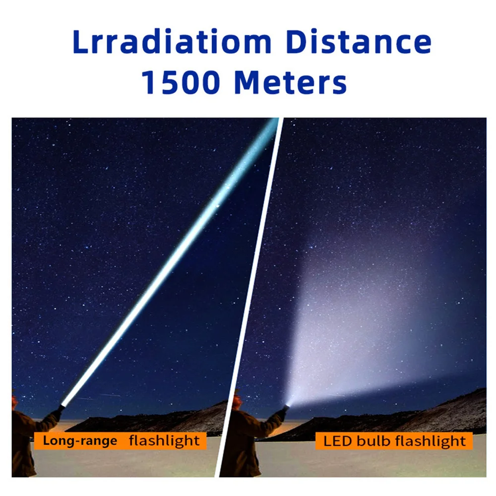 Helius 30W 1000m Long Range Powerful Torch ABS Digital Display Rechargeable Zoomable Portable ...