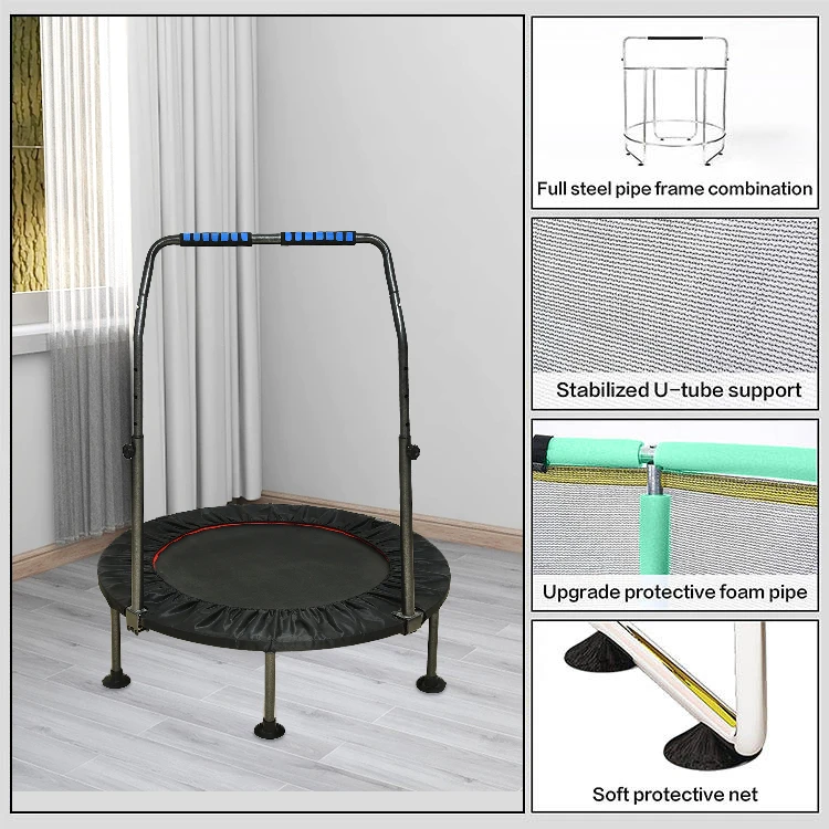 Hot Round Indoor Trampoline Fitness Backboard Hand Silent Folding Home ...