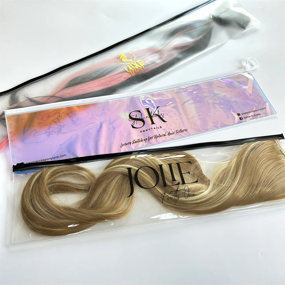 Custom Logo Clear PVC Zip Wig Bag - High Quality Packaging