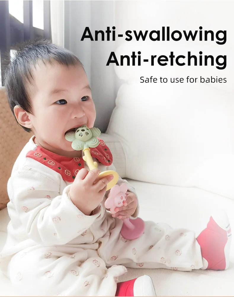 Custom Soft Food-Grade BPA Free Baby Hand Teething Toy
