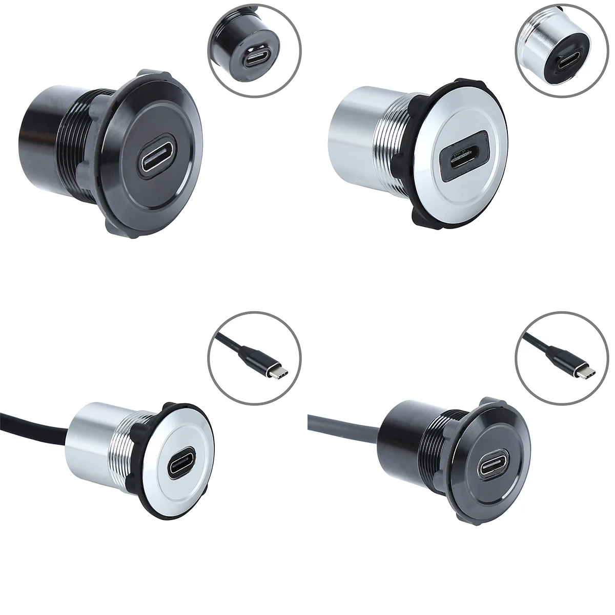 Panel Mount USB C Circular Connector Adapter Metal Shell Waterproof ...