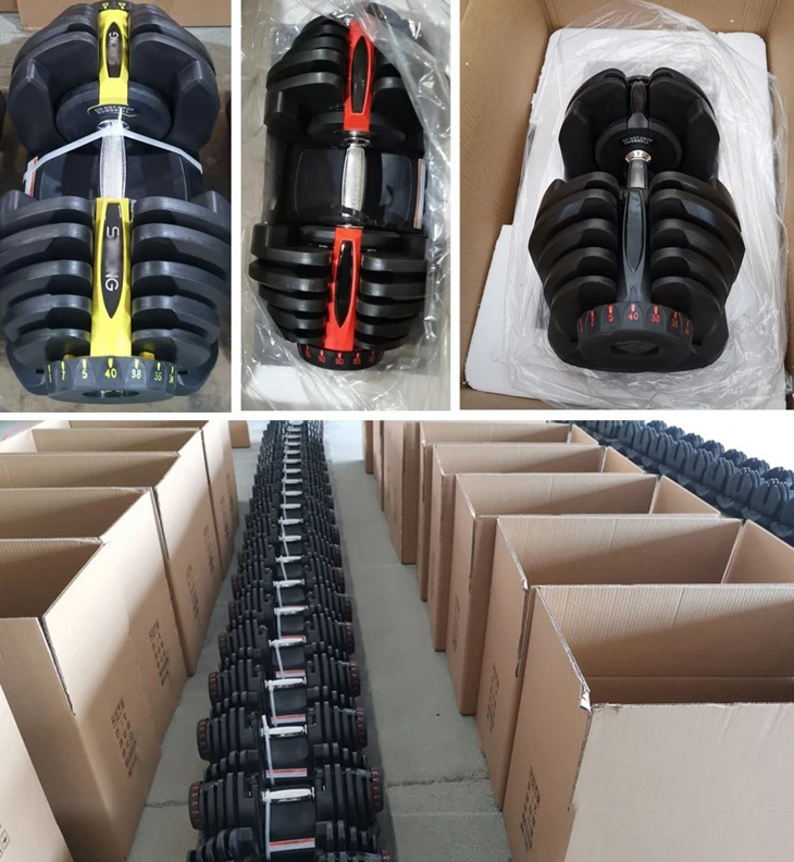 Home Gym Dumbbell Weight Lifting 90lb Adjustable Dumbbell Set With Rack ...