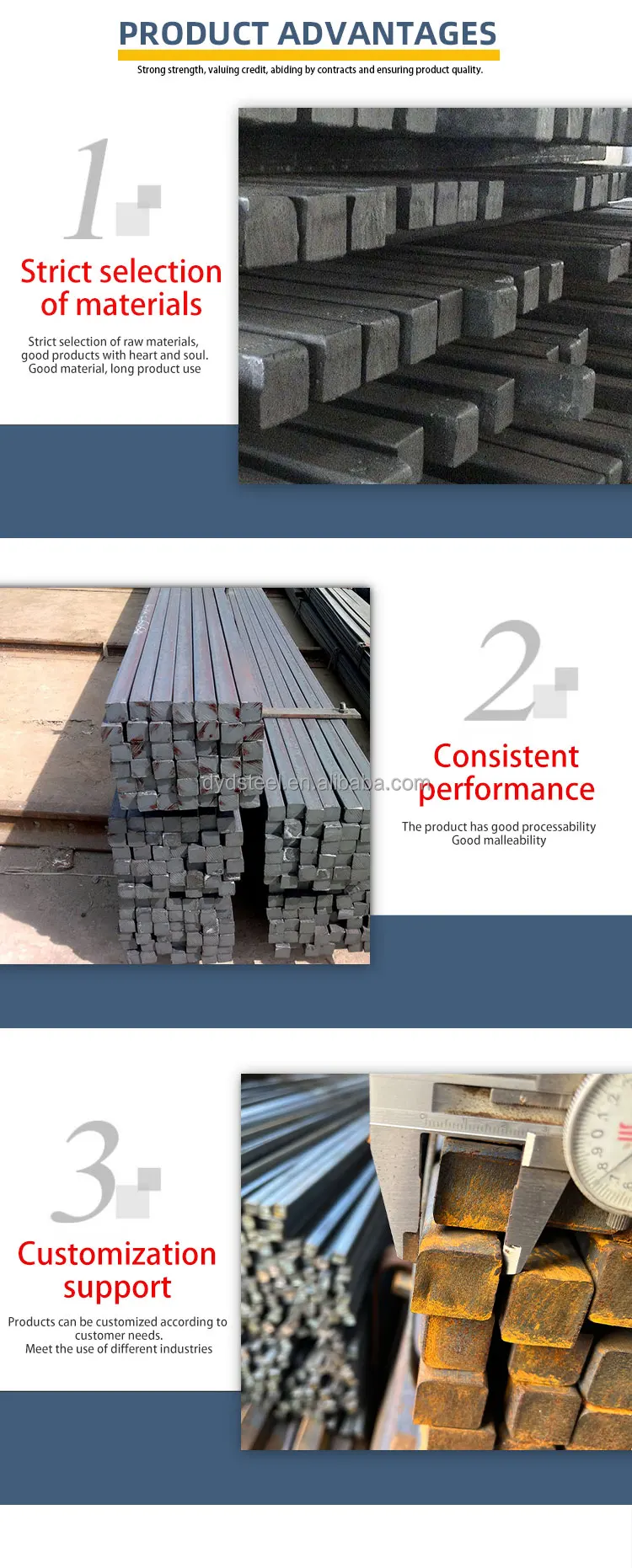 Sae Cold Draw Mild Steel 40x40 50x50 Q235b Q355b S355 Ss400 A36 1045 ...