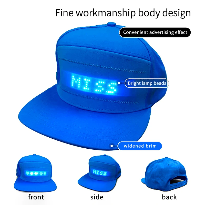 Iledshow Led Hat Usb Rechargeable Led Display Hats App Custom Words ...