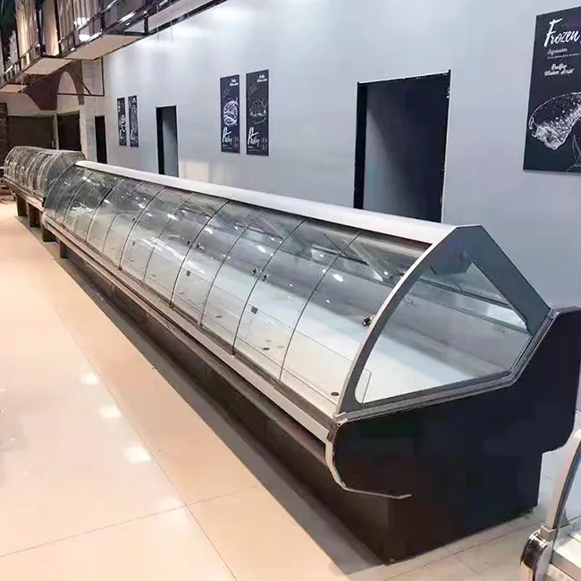 Glass Door Meat Display Chiller Deli Meat Display Case Fish Cooling ...