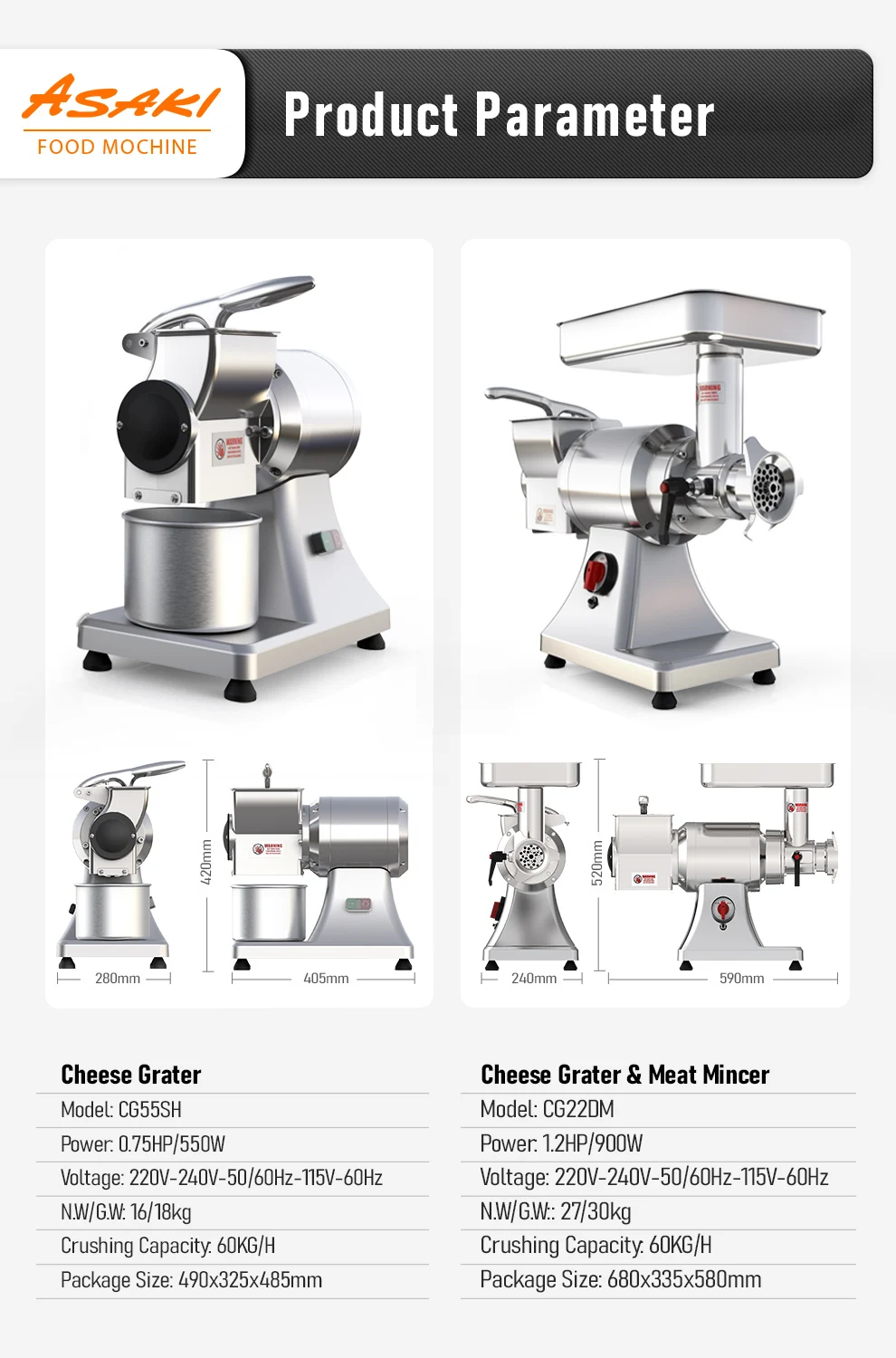 Asaki Manufacturer Bread Crumb Grinder Crusher Cheese Grater Machine Pizza Cheese Grater Machine ...