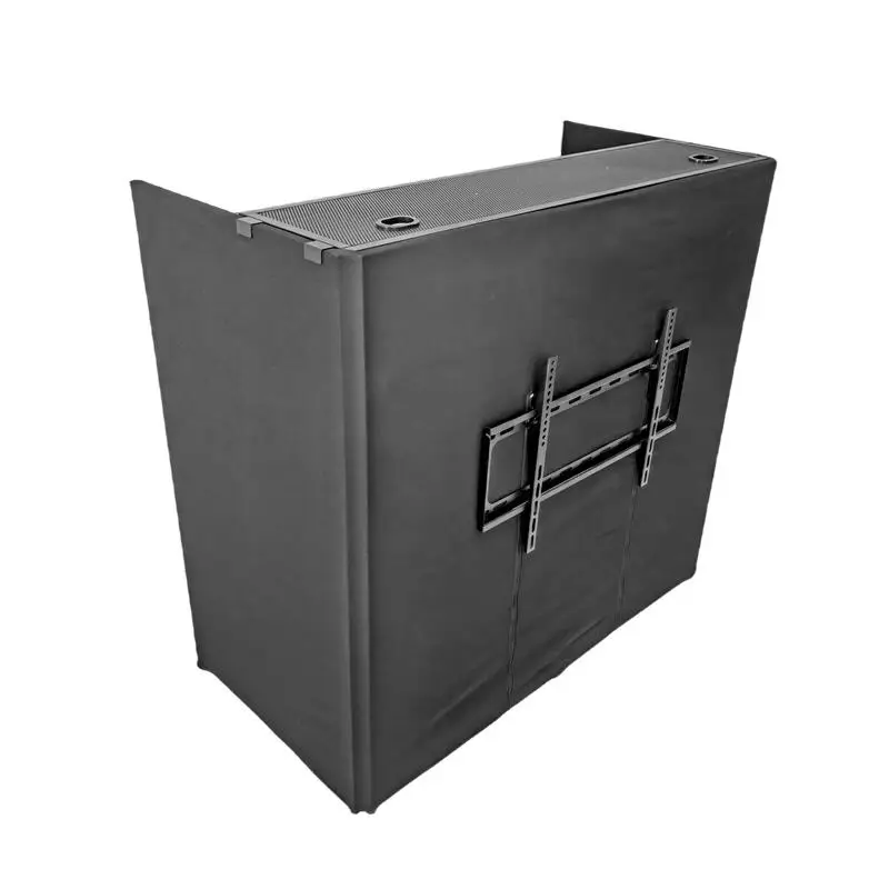 Professional Steel Frame DJ Booth with Black Scrim & TV Bracket
