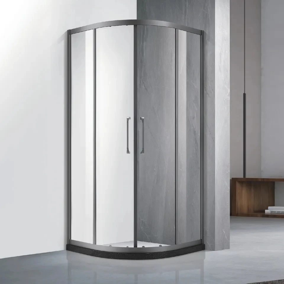 Modern 90x90 Square Shower Stall with Sliding Glass Enclosure