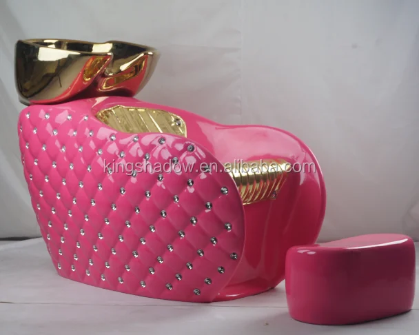 2022 Salon Furniture - Pink Shampoo Bed with Fiberglass Backwash Unit