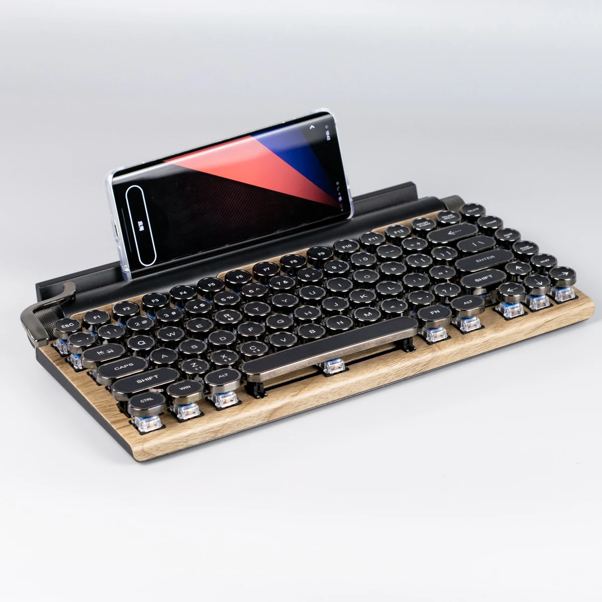 Tkw83 Wood Grain Wireless Bt5.0 Typing Backlit Keyboard Type Writer ...