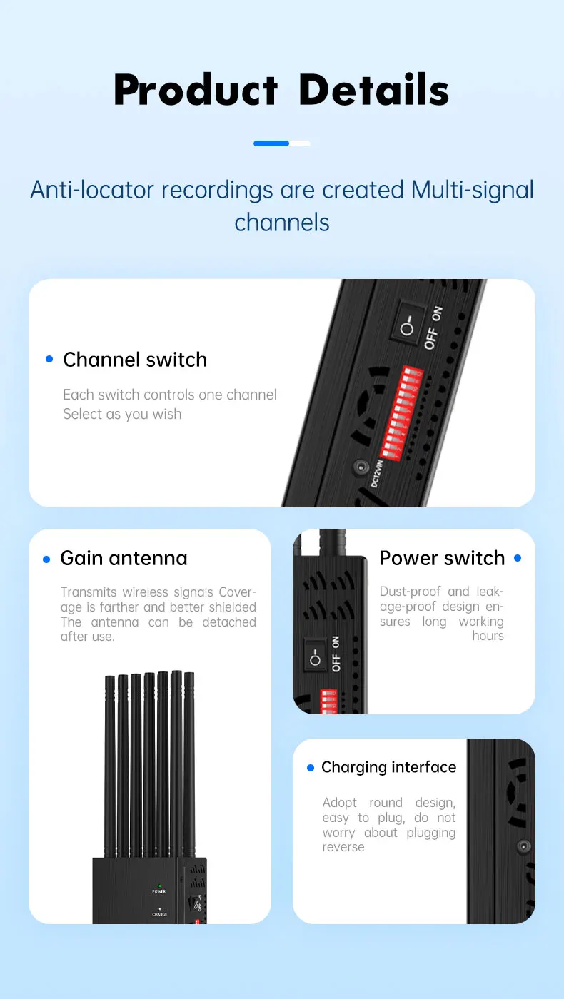 New Upgrade 12 Antenna Super Strong Blocker Shielded 2/3/4/5g Wifi Gps ...