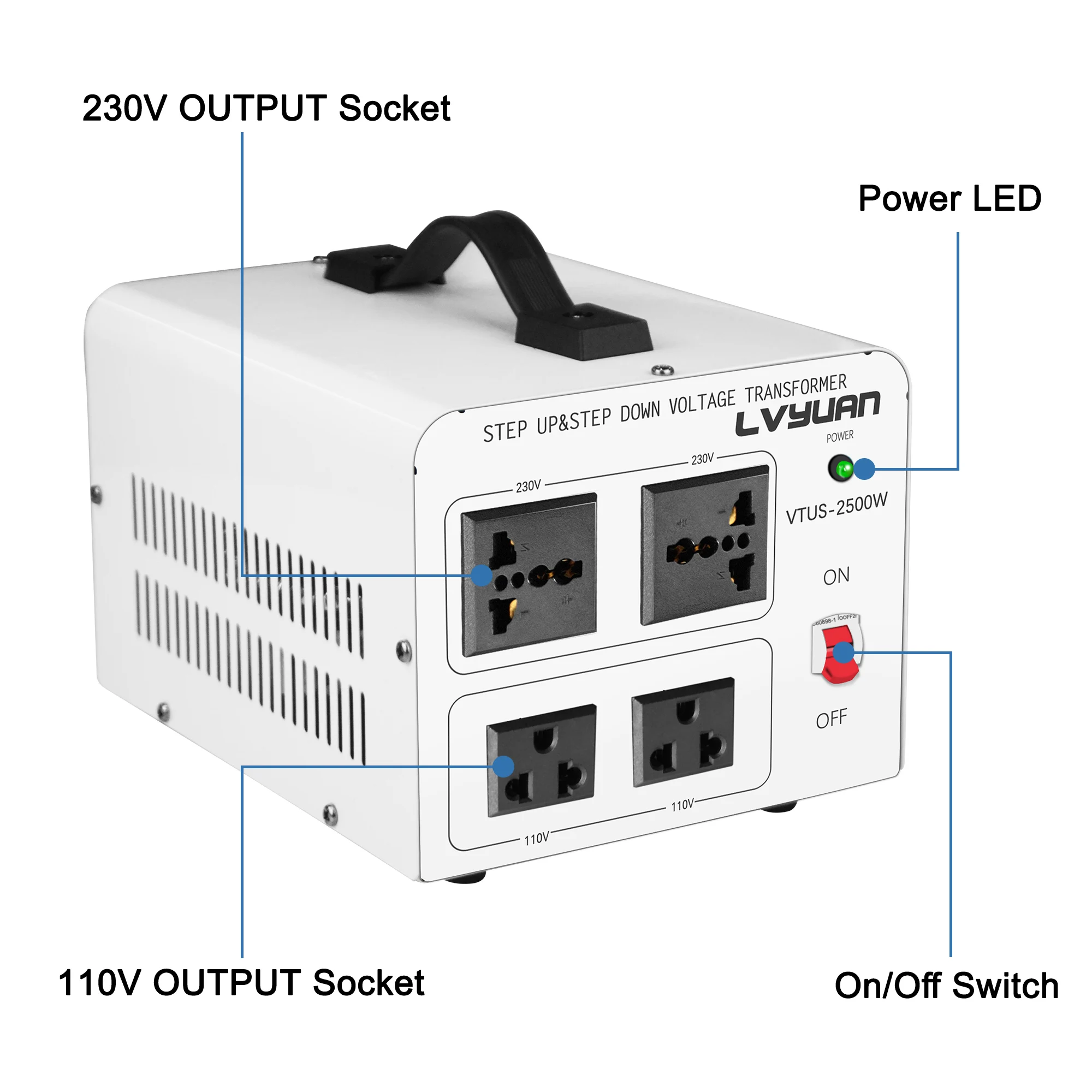 Lvyuan 2500w 2kva Transformer Single Phase 220v 110v Step Up And Down ...