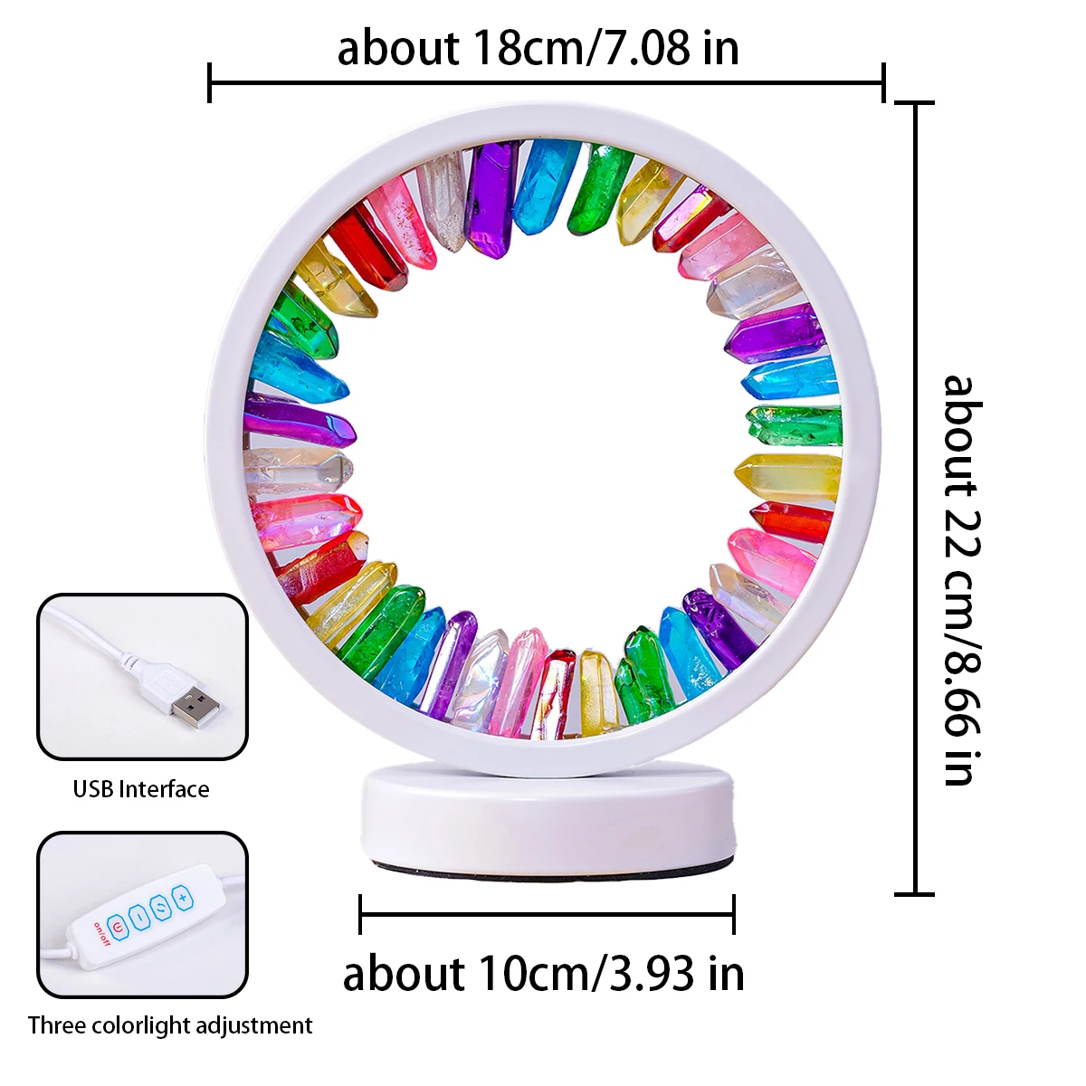 Aura Rainbow Single Crystal Round Lamp - Natural Healing