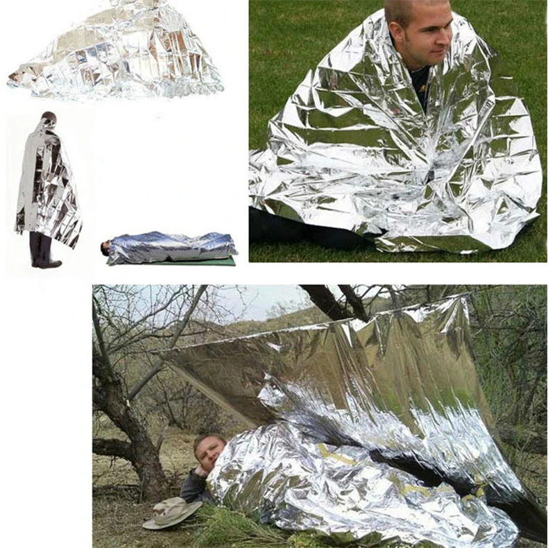 Portable Aluminum Emergency Blanket 210cm X 130 Cm Thermal Mylar ...