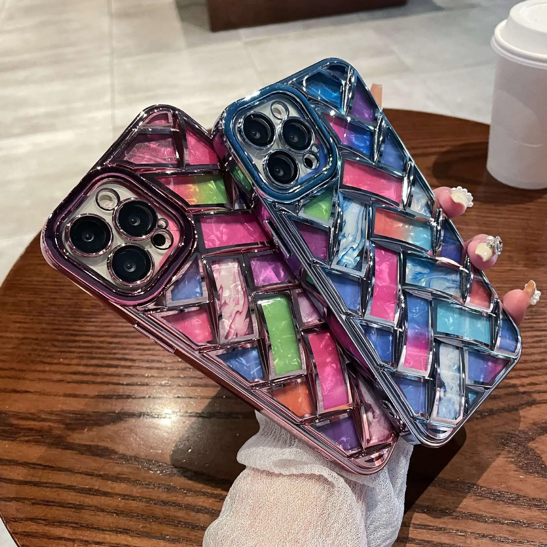 Fashionable Color Glitter Woven Pattern Phone Case For Iphone 15promax ...