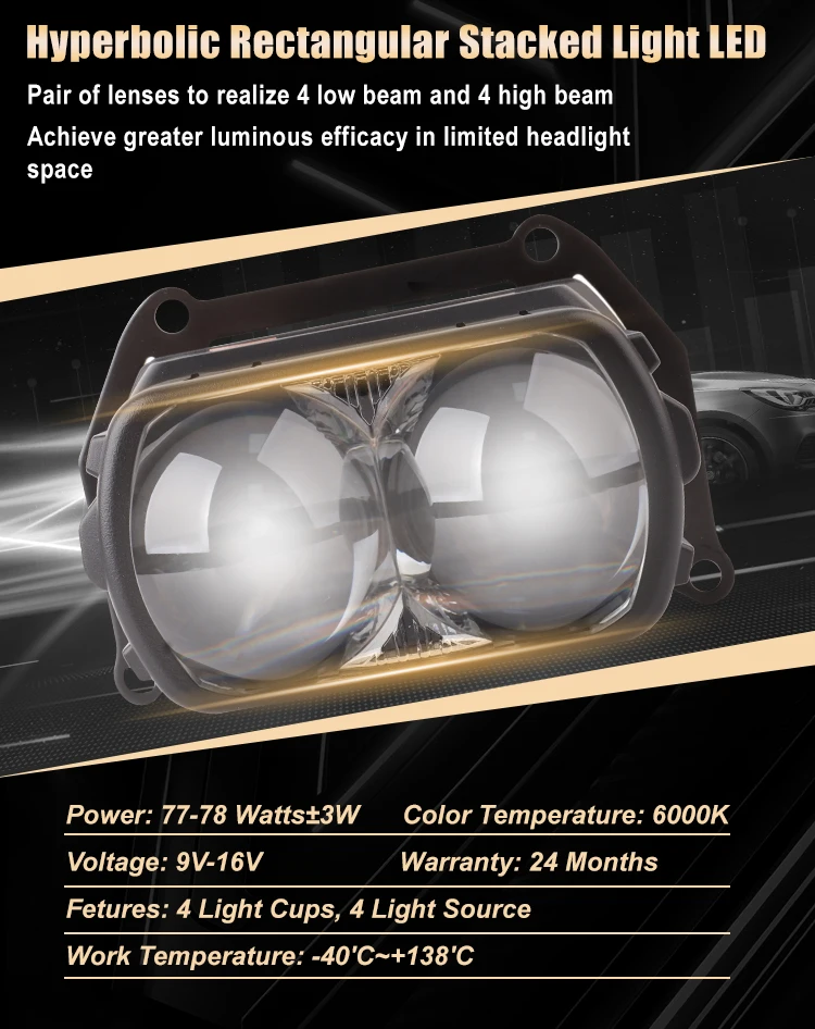 160W Hyperbolic Rectangular Matrix Bi Led Projector Lens 3 Inch 4 Light ...