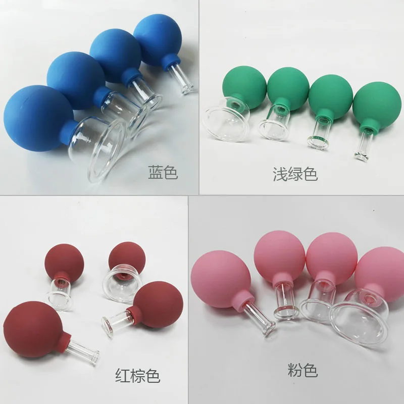 Household Body Hygroscopic Facial Pvc Cupping Ball Glass Cups 4 Pcs ...
