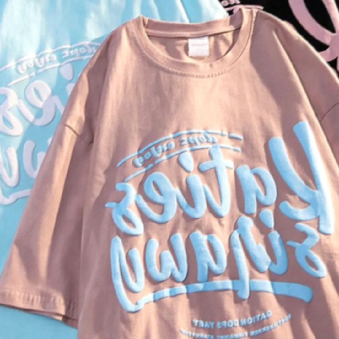 Fashion 100% Cotton Custom 3d Puff Print T Shirt For Men Oversized Drop ...