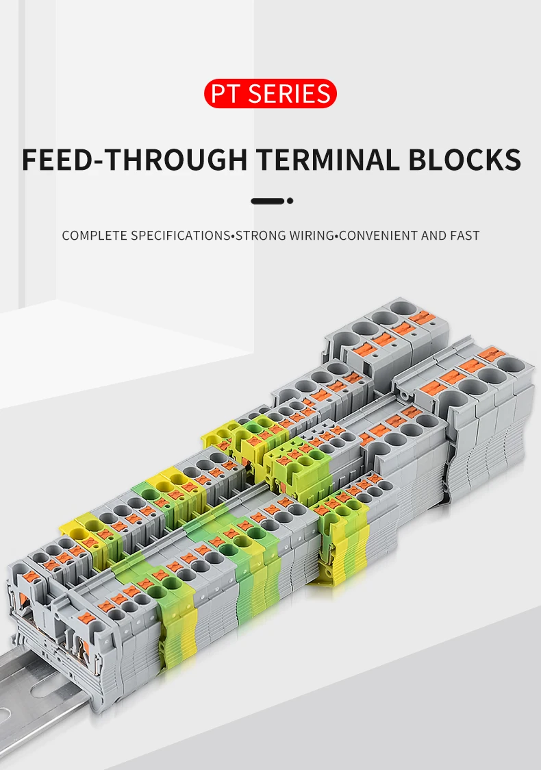 JINH PTTB 2.5 Feed Through DIN Rail Push in Connection Screw Plastic ...