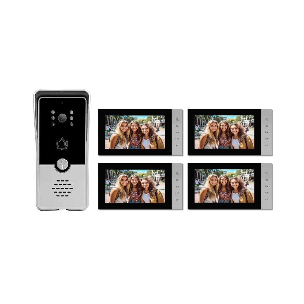 4 Screens Voice And Video Intercom Analogy Vdp Kit 7 Inch Lcd Hands ...