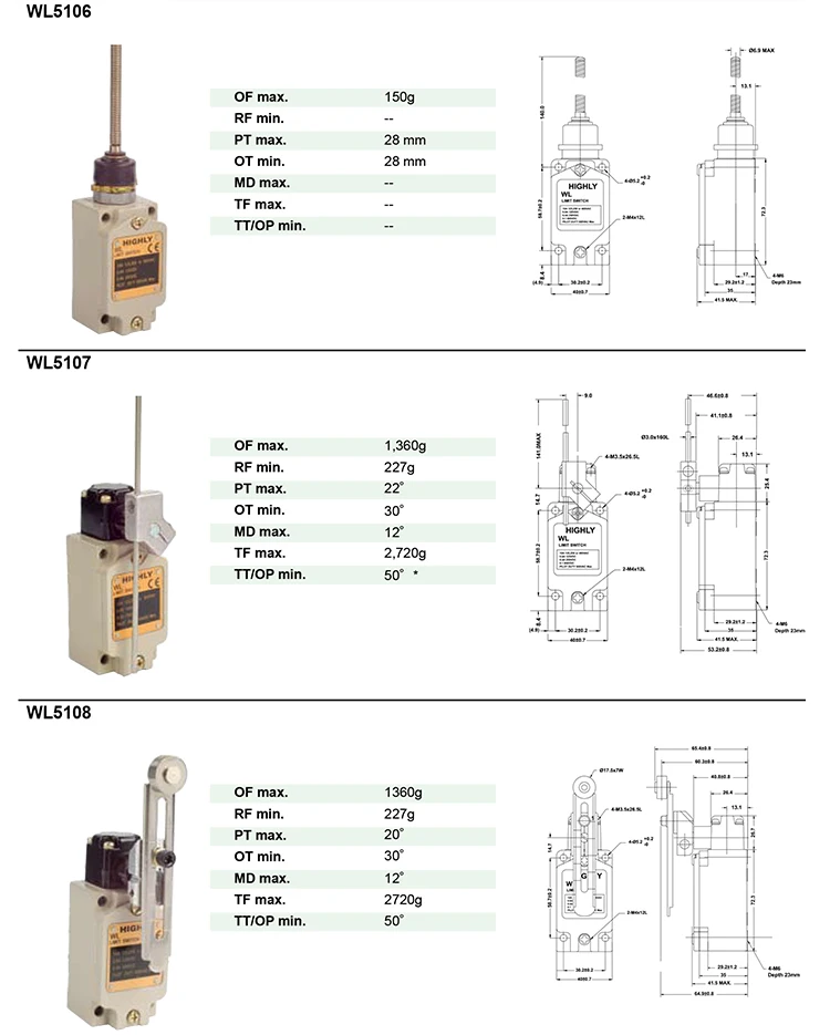 Wobble Stick Type Limit Switch Wl-5107 Ip65 With 10a 250v Maximum ...