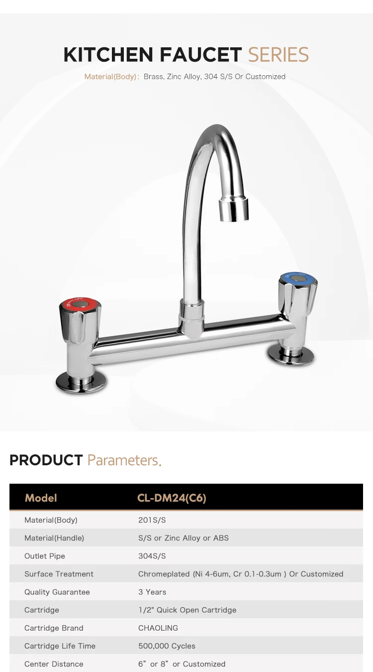Double Command Deck Mounted Kitchen Mixer Sink Double Handle Faucet ...