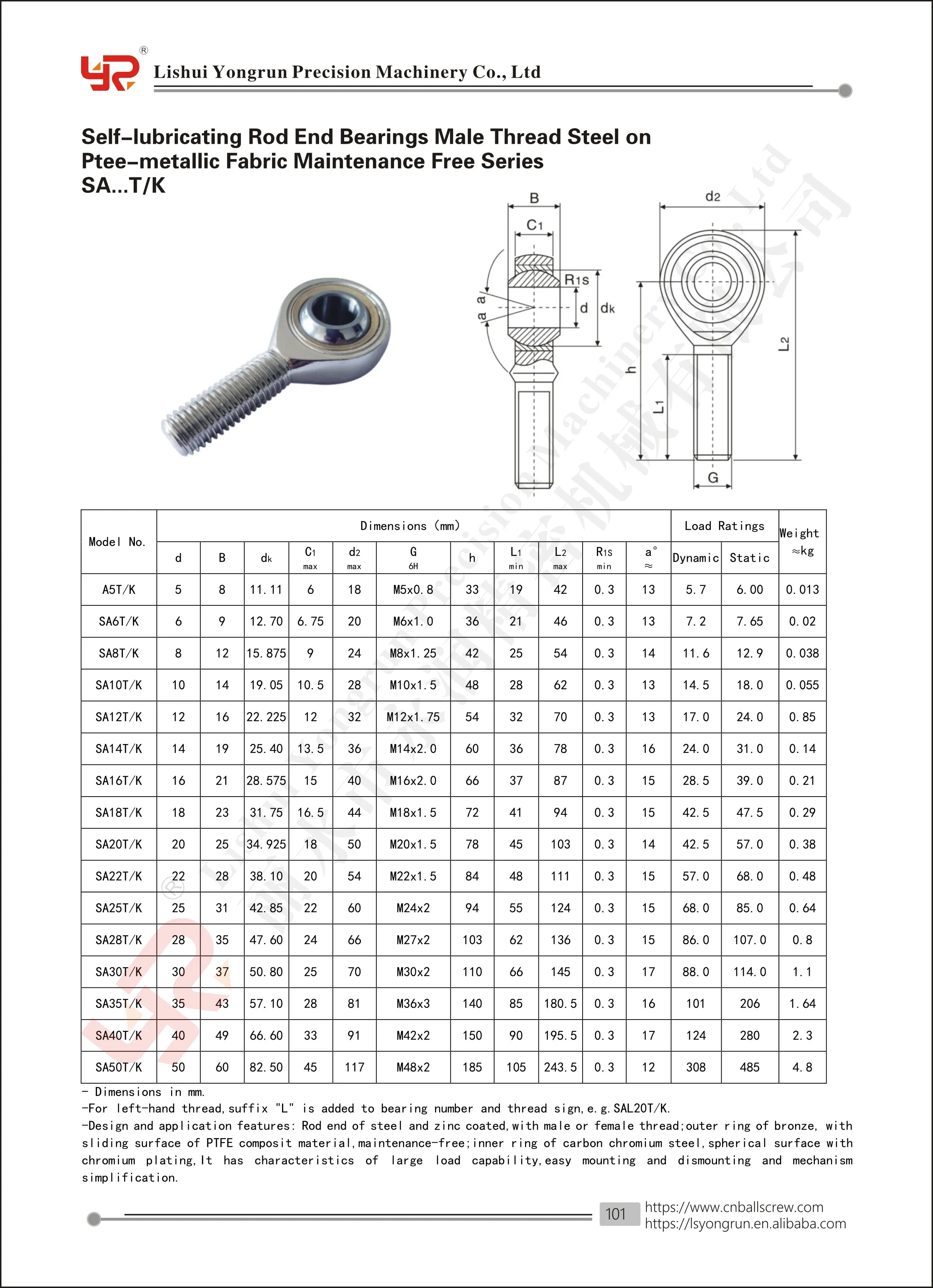 Male Rod Eyes Bearing POSA25 - High Precision & Durability