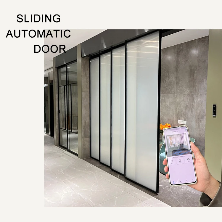 Commercial Automatic Glass Sliding Door System Aluminium Frame ...