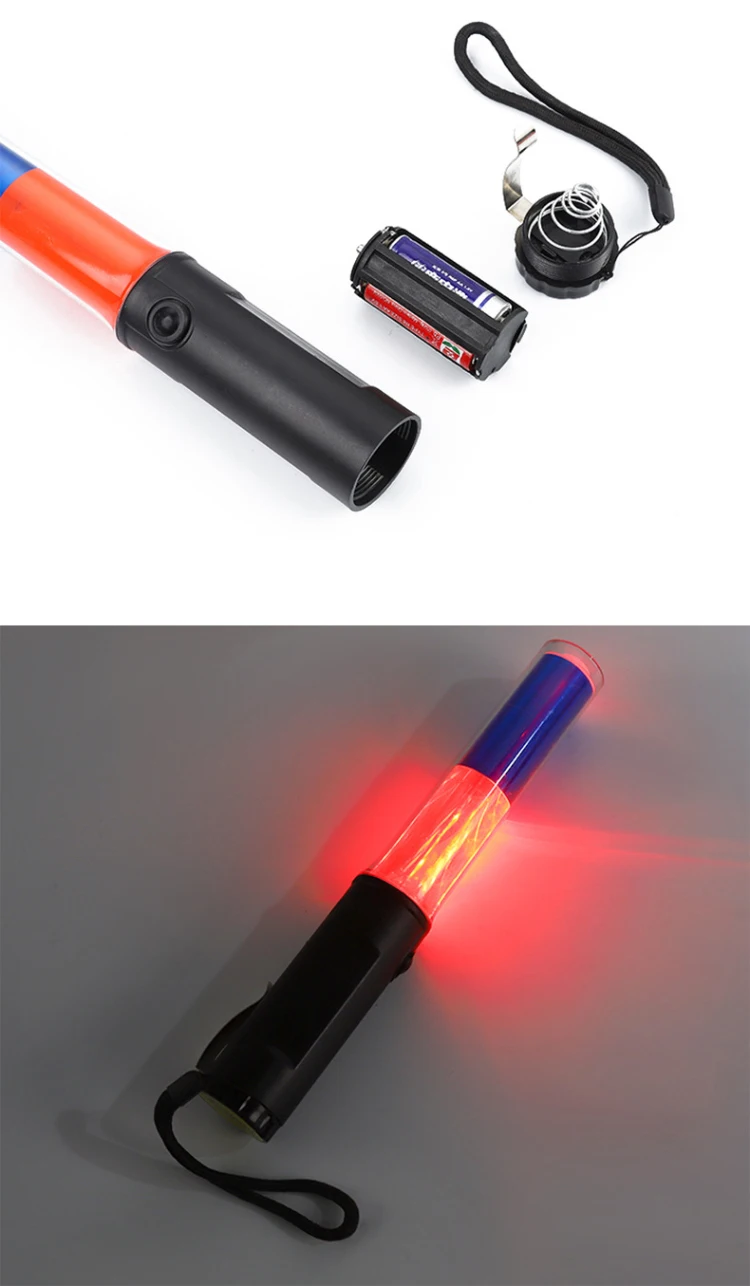 Red Bule Security Baton Led Flashing Battery Operated Traffic Baton ...