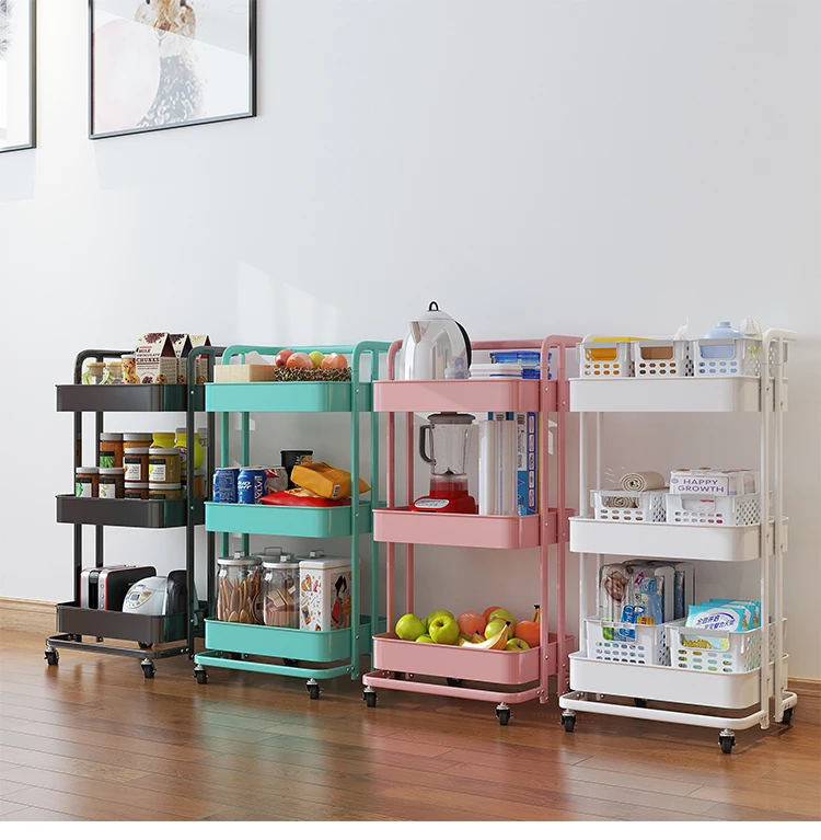 Installation-free 3-layer Rolling Cart Kitchen Storage Rack Storage ...