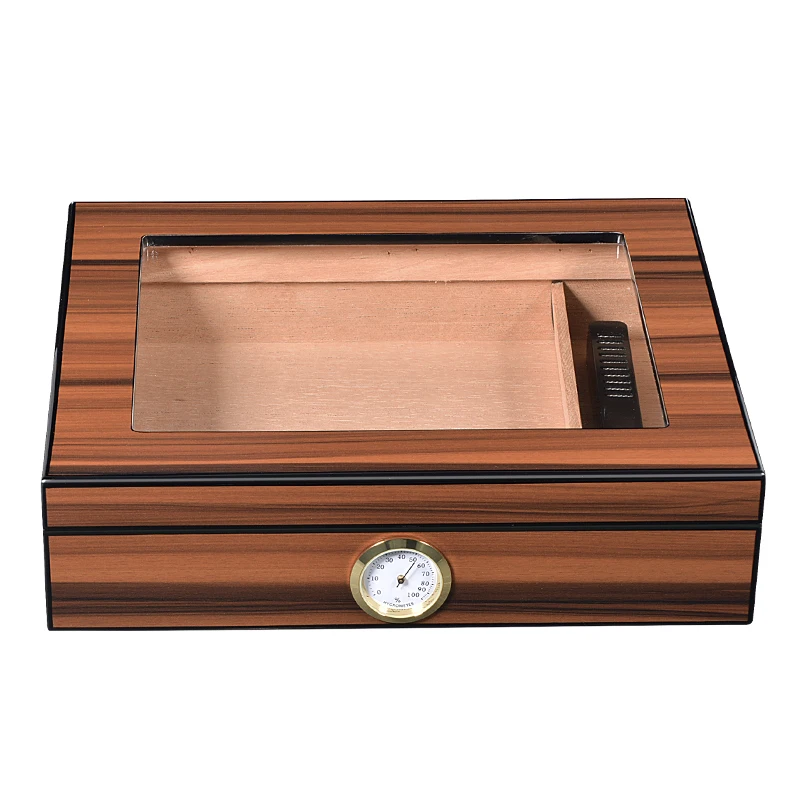 Glasstop Cigar Humidor - Premium Cedar Desktop Box