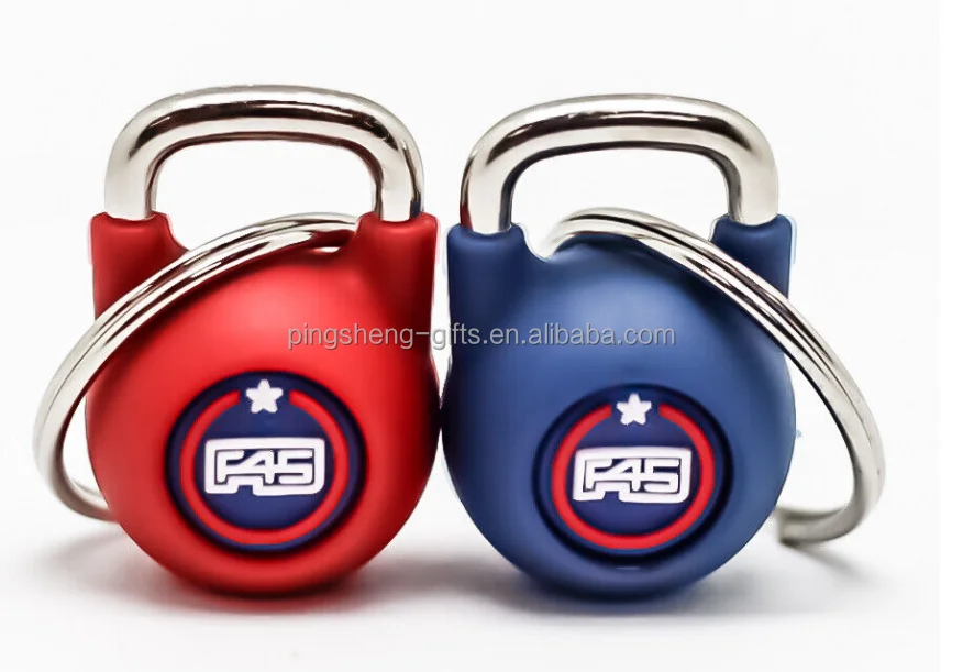 Custom 3D Pantone Color Shape Rubber Kettlebell Keychain