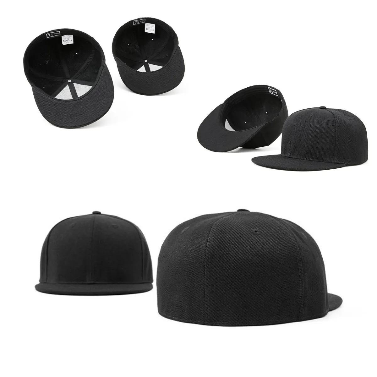 Visor Flat Brim Bill Base Ball Cap Hat 6 Panel Stretch Wool Blend Golf ...