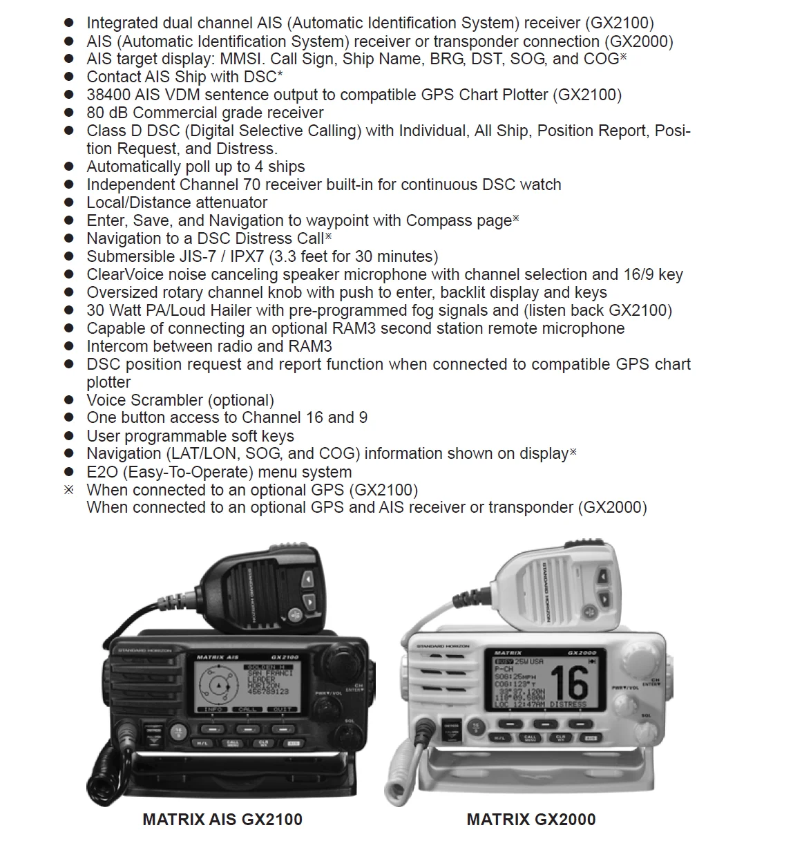 Standard Horizon GX2000 VHF Radiotelephone Transceiver