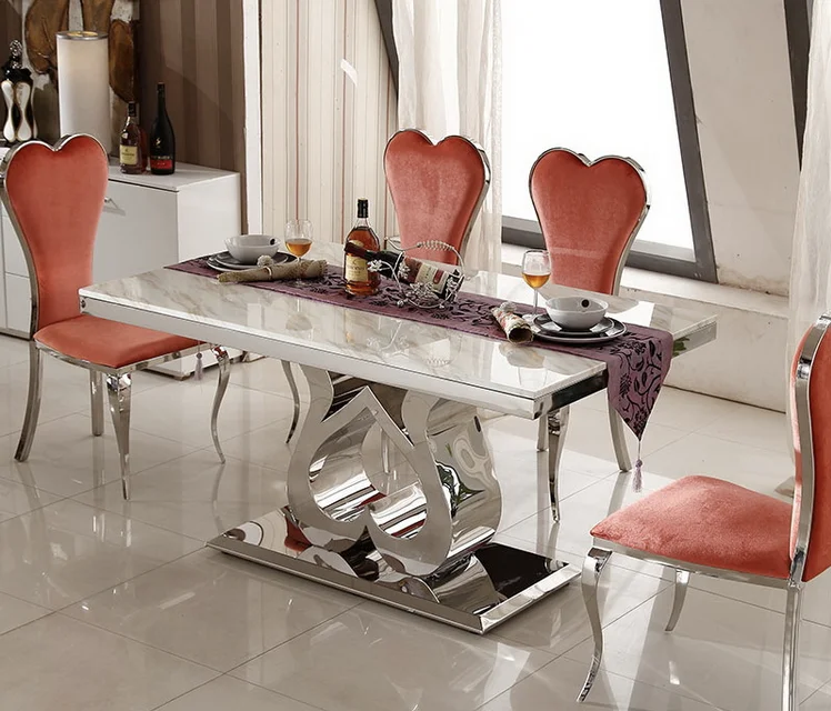 Luxury Marble Top Dining Table With Golden/sliver Stainless Steel Leg ...