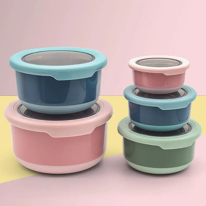 Stainless Steel Fresh-keeping Box Anti-scalding Lunch Box Round Shape ...