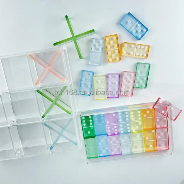 Factory Price Luxury Custom Double Six Acrylic Dominoes Laser Logo ...