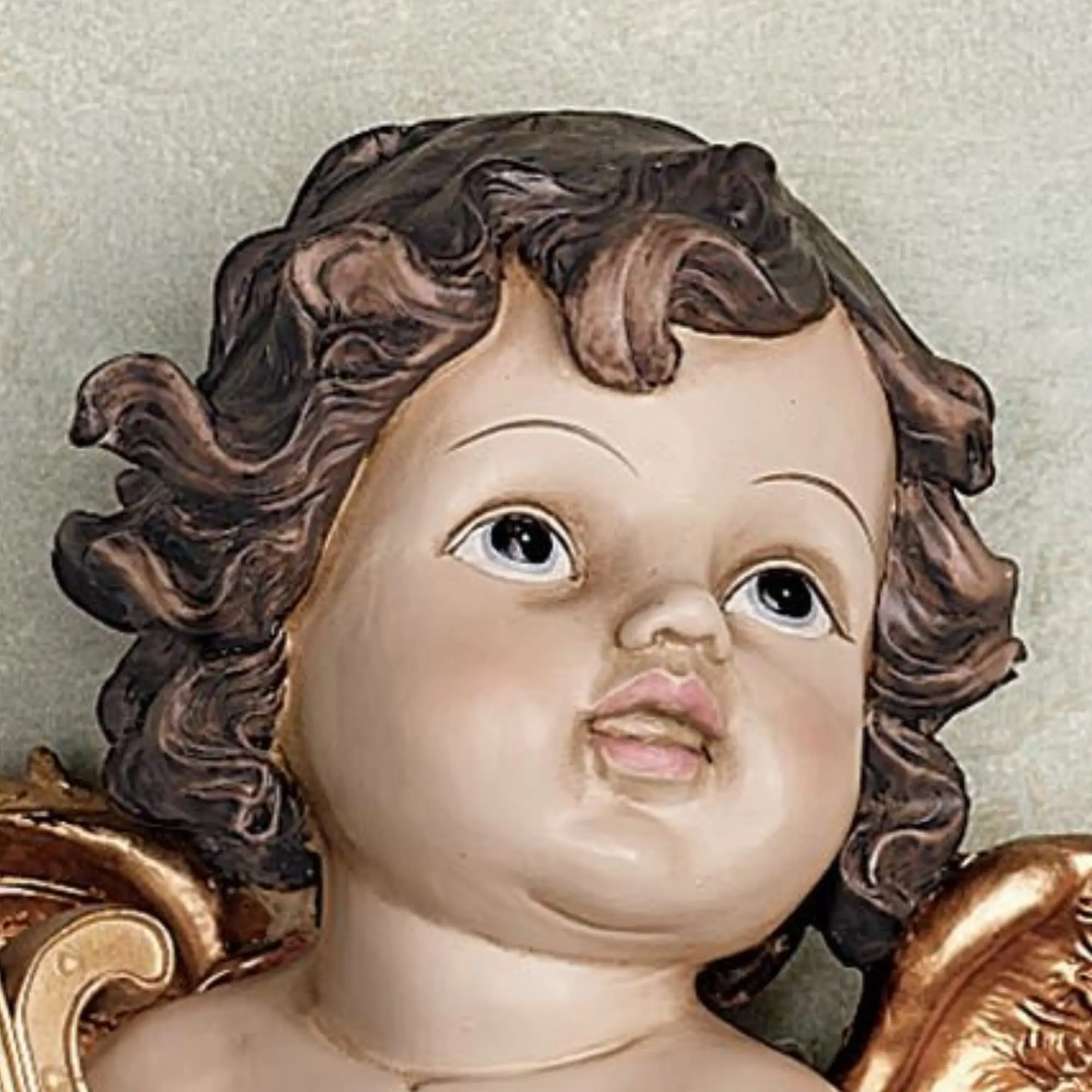 Custom Cherub Plaque - Gold Angel Wall Decor from Yishengyuan