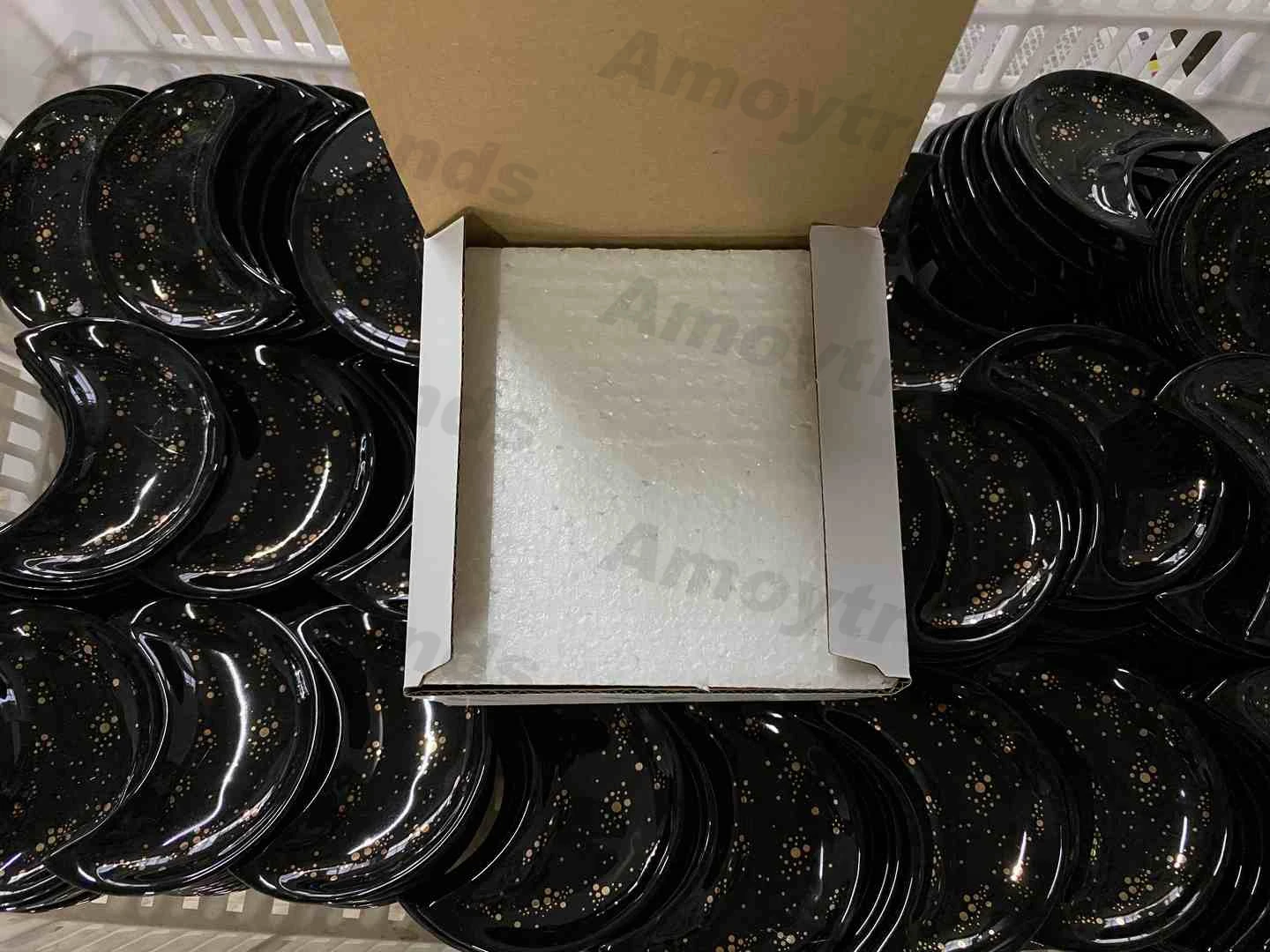 Celestial Crescent Moon Shaped Ceramic Trinket Dish Jewelry Moon Ring ...