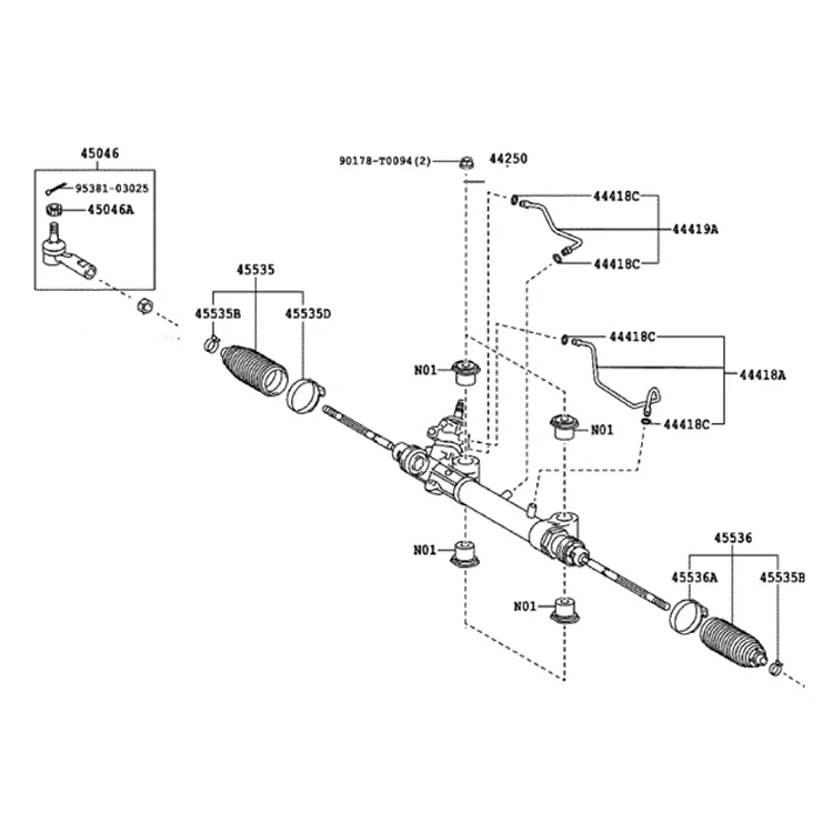 44250-ok730 Hydraulic Power Steering Rack Steering Gear For Toyota Revo ...