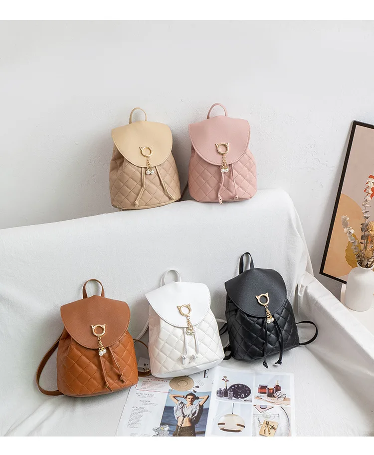 2025 New Fashion Mini Backpack For Women Durable Swan Pendant Rhombus ...