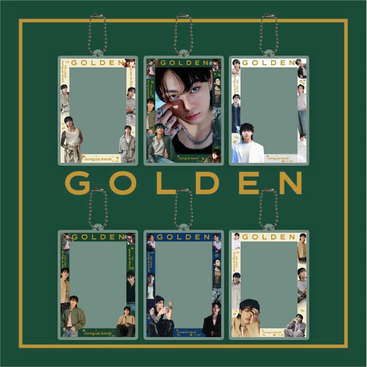 KPOP Bangtan Boys JungKook GOLDEN JK Card Case Photocard Keyring ...