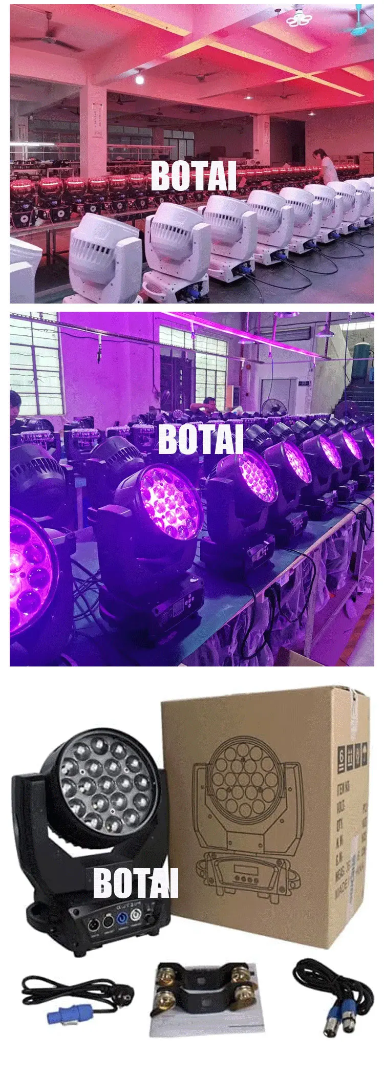 BOTAI LED Wash Moving Head Lights - 19x15w High Brightness